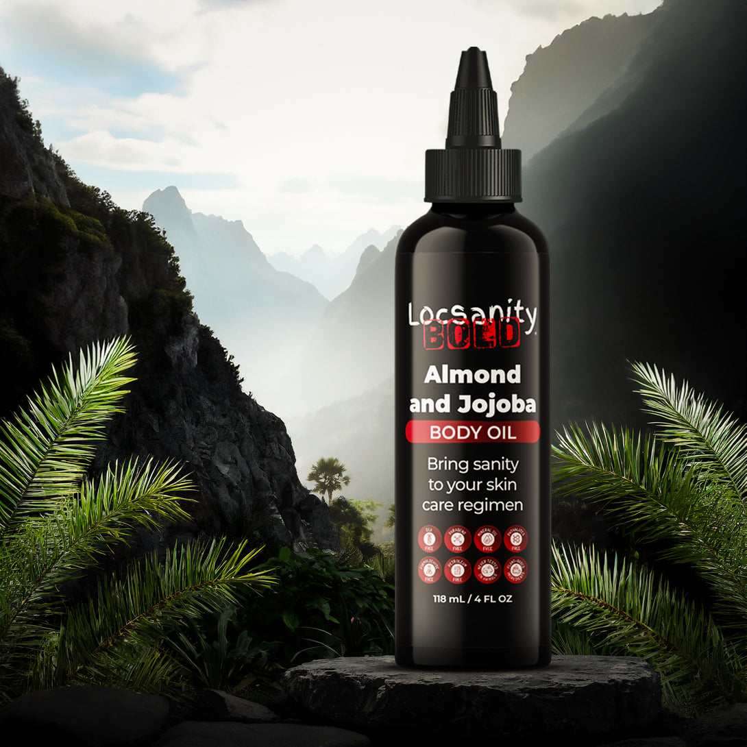 Locsanity Men's Body Oil, Jojoba Seed, Sweet Almond, Extra Virgin Oliv