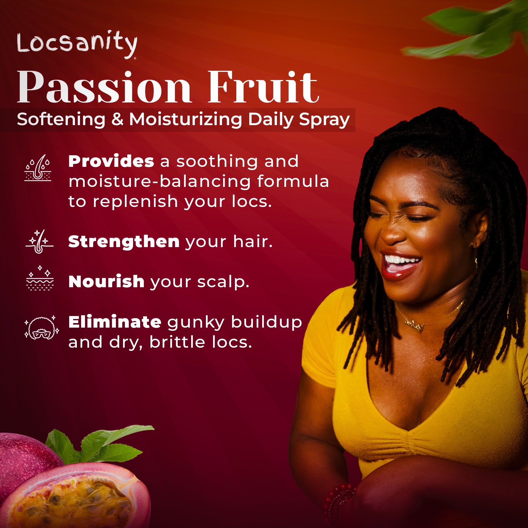 Locsanity Passion Fruit Softening and Moisturizing Daily Spray for Loc