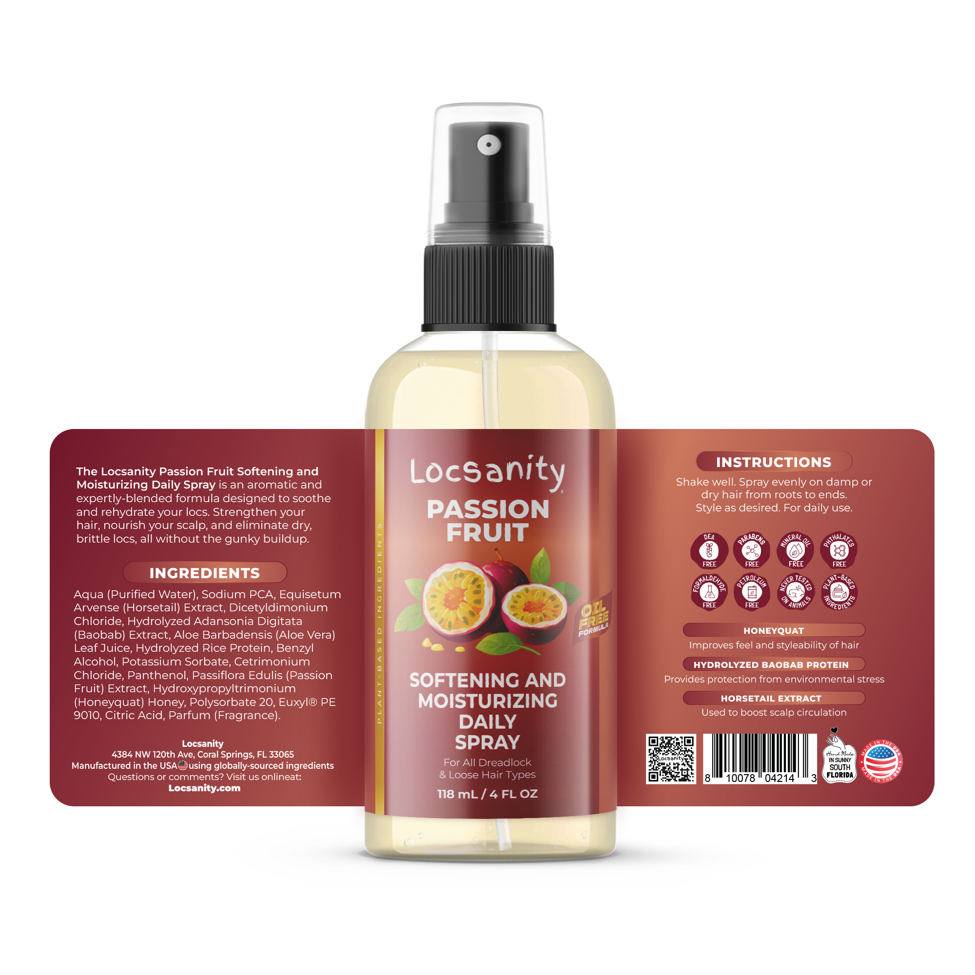 Locsanity Passion Fruit Softening and Moisturizing Daily Spray for Loc