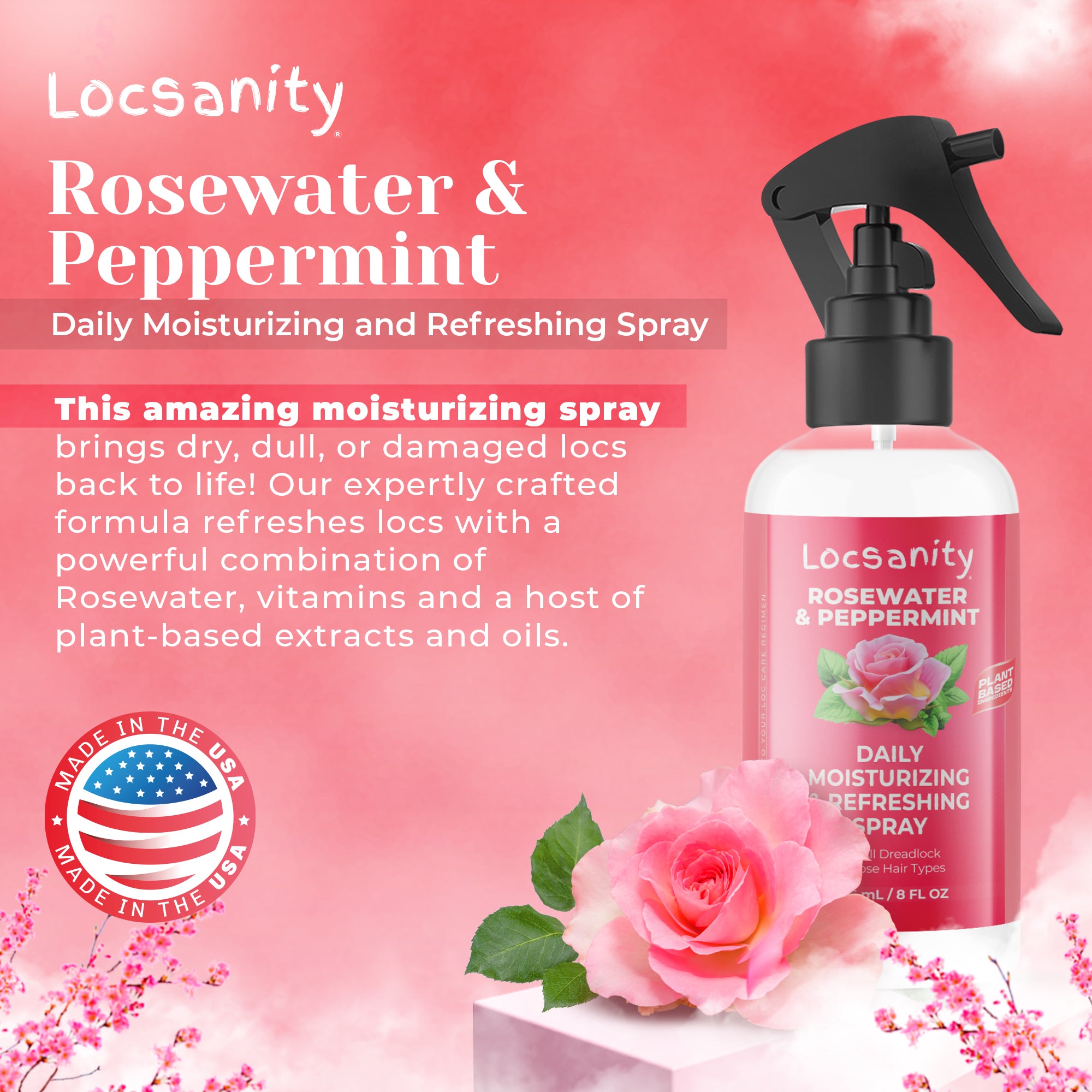 Rosewater and Peppermint Daily Moisturizing/Refreshing Spray – Locsanity