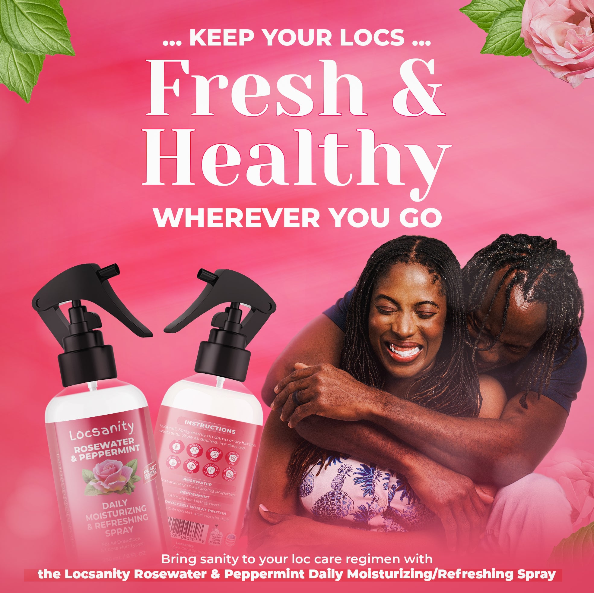 Rosewater and Peppermint Daily Moisturizing/Refreshing Spray – Locsanity