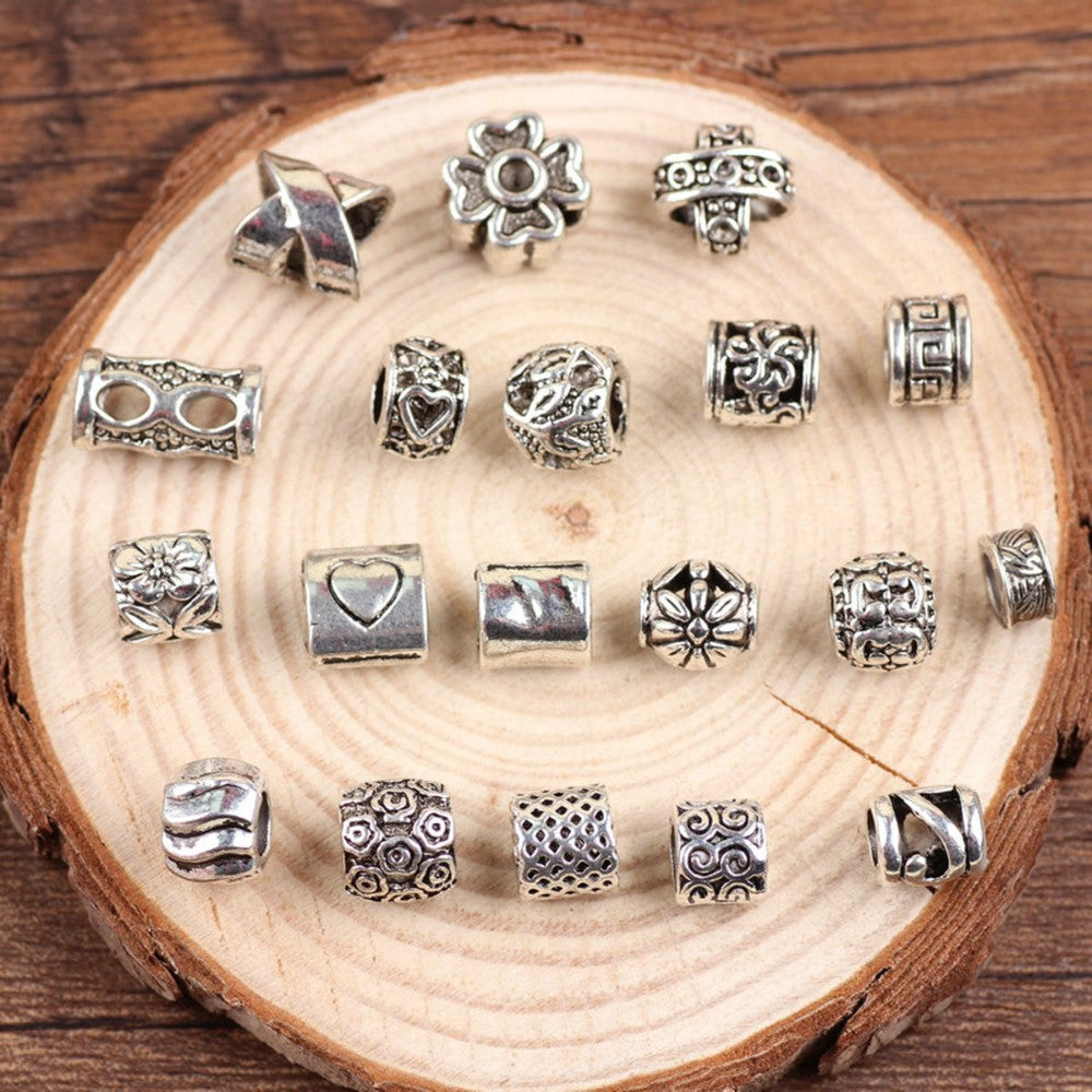 19 Piece Mix Design Tibetan Silver Style Medium Dreadlock Dread Hair B ...